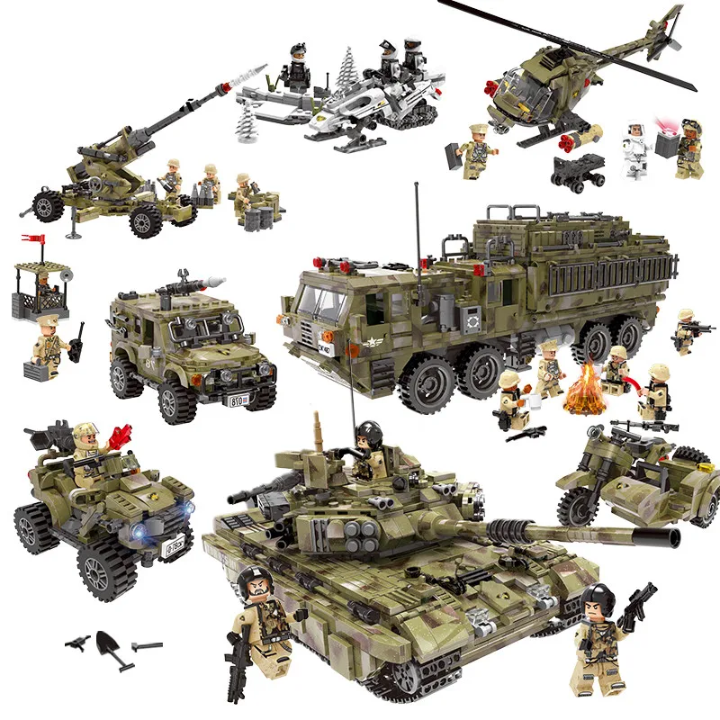 Stacking Blocks Military Series Of Assembled Tank Models Traversing The ...