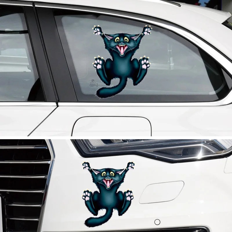 Car Accessories Funny Car Sticker Crazy Cat Window Pegatinas decal for ...