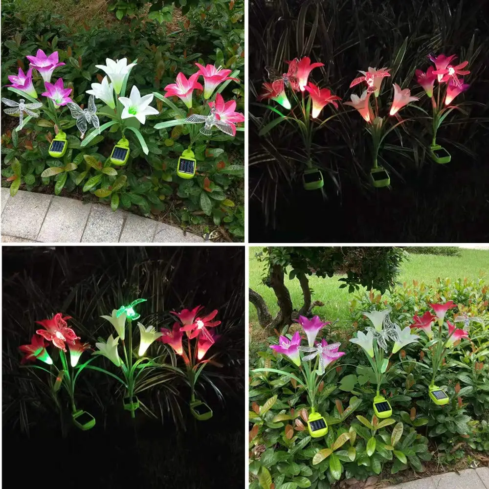 3 упаковки уличные солнечные садовые фонари на солнечных батареях многоцветные меняющиеся огни