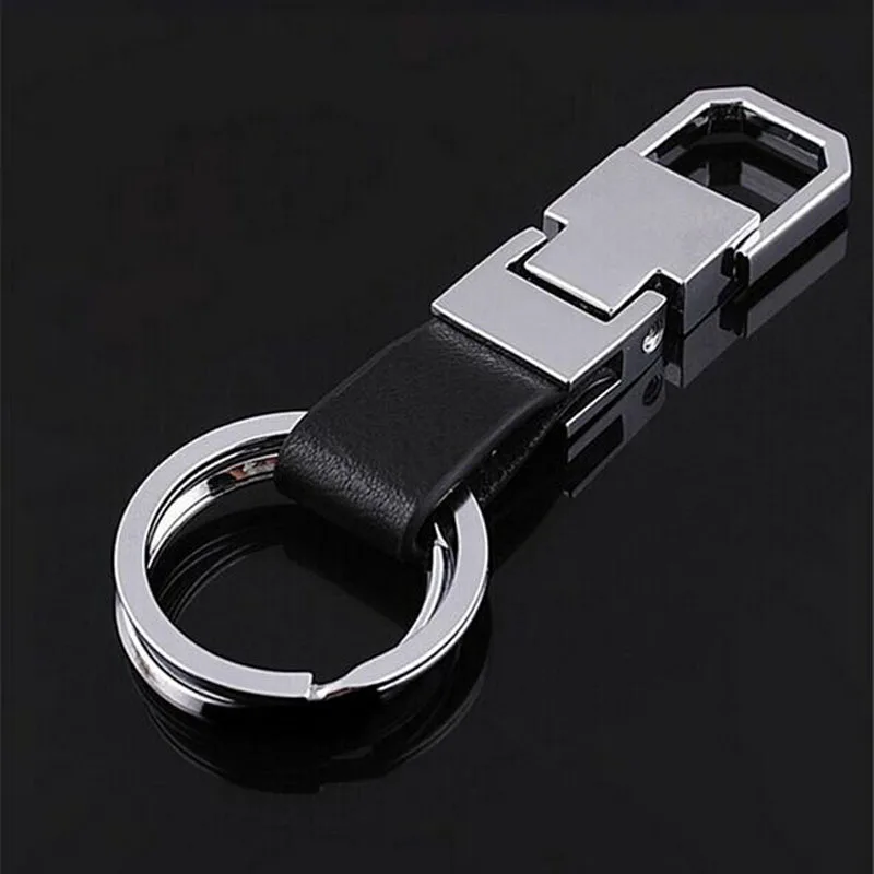 Fashion woman man plating gold silver chain keychain black leather ...