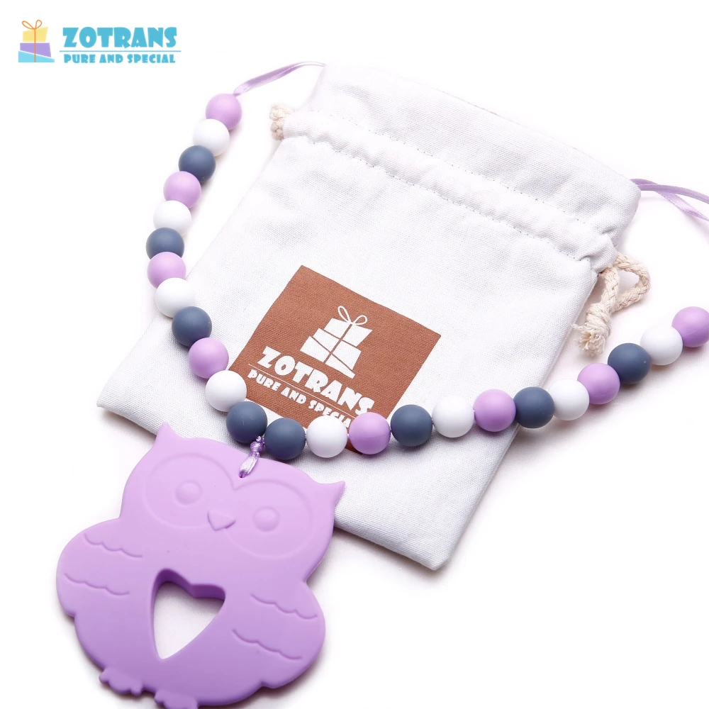 Baby Teether Necklace Silicone Owl Pendant Baby Safe To Chew Baby ...