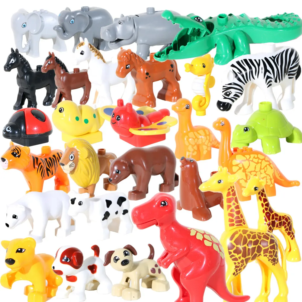 Classic Duplo Animal Zoo Big Building Blocks Kids Dog Cat Hores Shark ...