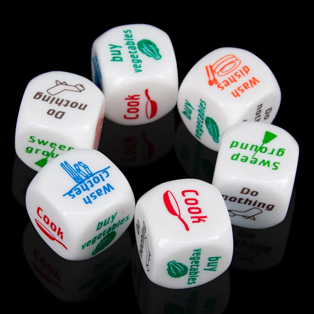 10pcs/lot Lovely Distribution Funny Dice Set Lovers Housework Dice ...