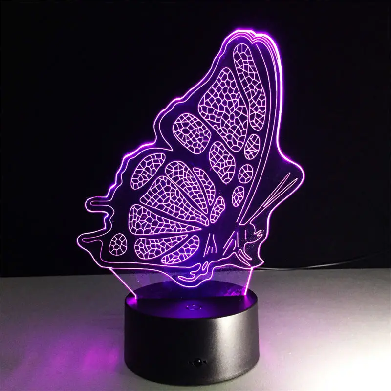 Colorful Butterfly 3D Stereo Night Light Touch Switch Acrylic LED Lamp ...