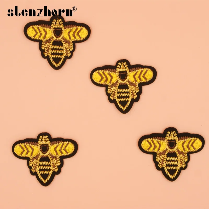 Girl Patches Embroidered DIY Iron On Patches Small Size Gold Bee girl-patches-embroidered-diy-iron-on-patches-small-size-gold-bee