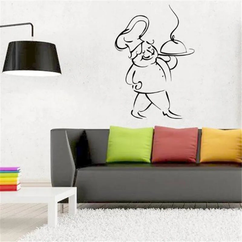 IDFIAF Simple Cuisine Chef Cap Wall Sticker Kitchen Decor DIY Sticking ...