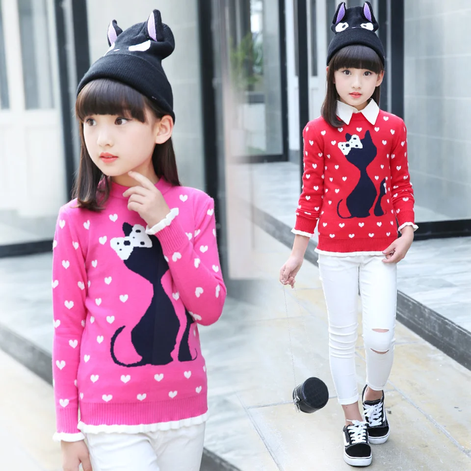 Kids Sweaters 0-3 Years Cartoon Cat Fashion Sweaters Baby Girls New ...