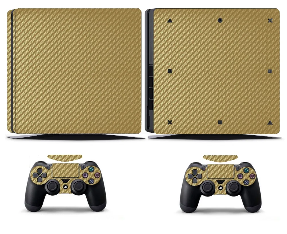 Gold Carbon Fiber Skin Sticker for PS4 Slim Console - ConsoleSkins.co