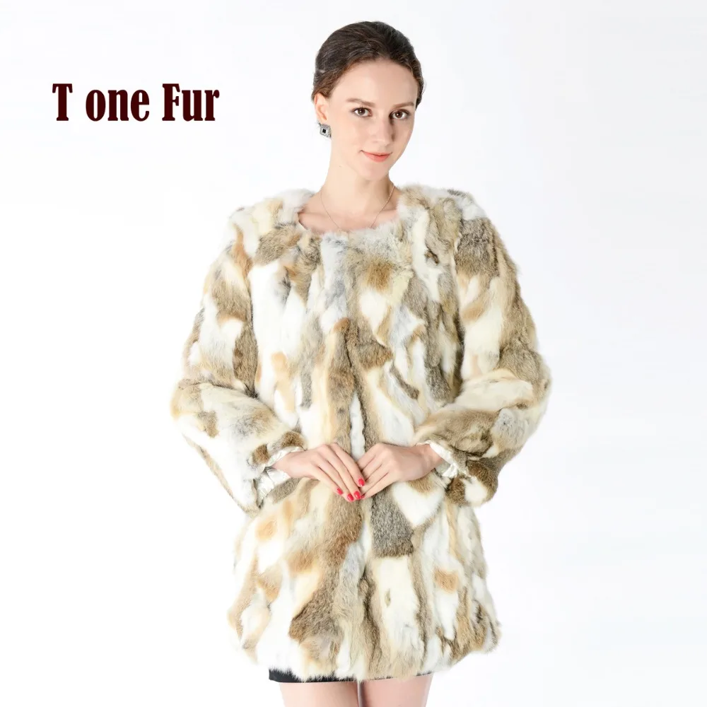 New O Neck Collar Real Full Pelt Rabbit Fur Coat Whole Fur Rabbit Fur ...