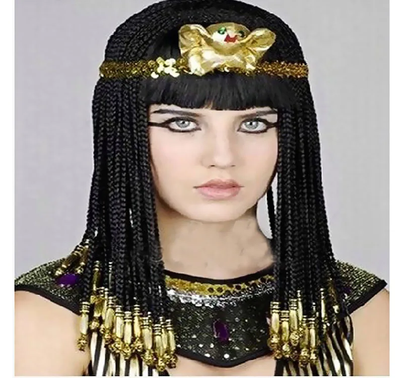 Egyptian Pharaoh Cleopatra Wig Halloween Cosplay Woman Girl Wig Snake ...