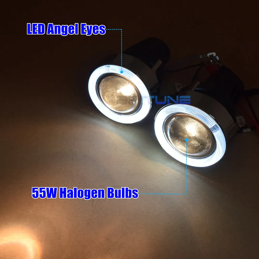 Fog Lights Lens H3 Halogen Projector Angel Eyes Lenses Single Beam Fog ...