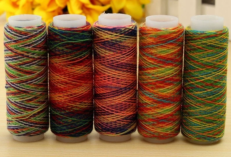 5Pcs/set Hand Quilting Rainbow Color Sewing Thread Embroidery Sewing ...
