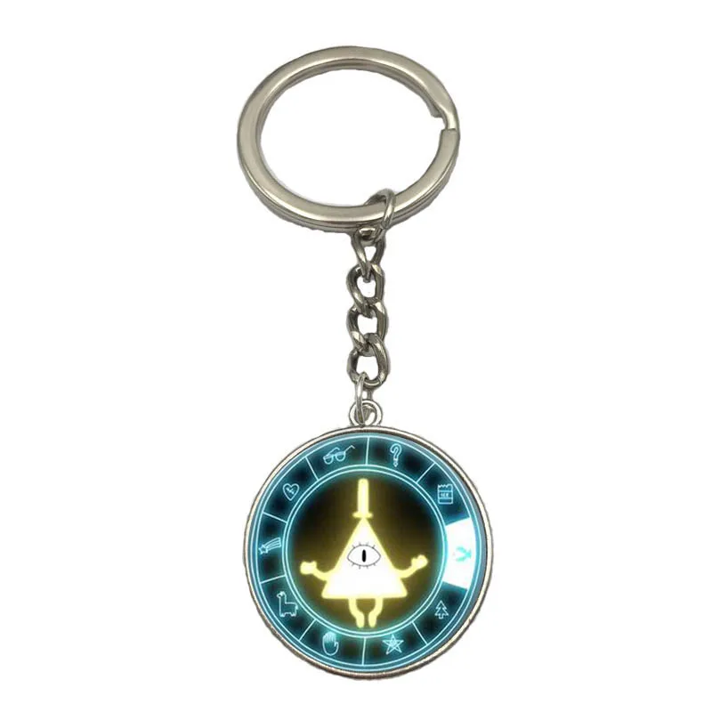 Gravity Falls Mysteries Silver Keychain Bill Cipher Wheel Art Handmade ...