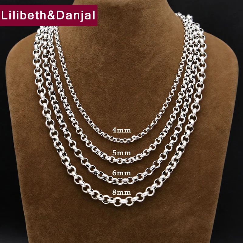 4mm-5mm-6mm-8mm-Width-Chain-100-Real-925-Silver-Pendant-Necklace-For ...