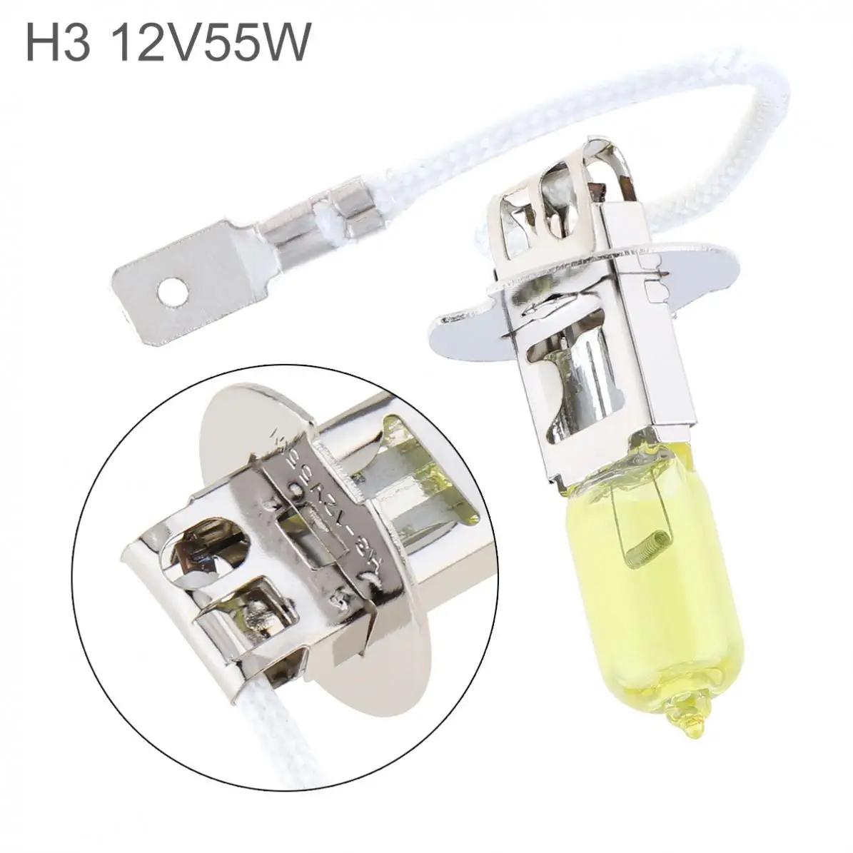12v H3 2500k 55w Yellow Light Super Bright Car Xenon Halogen Lamp Auto ...