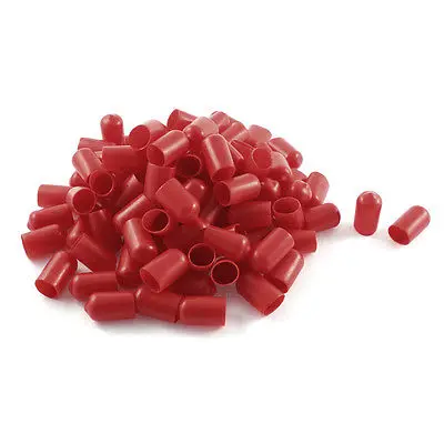 100pcs Red Soft Plastic Pvc Insulated End Sleeves Caps Cover 12mm Dia ...