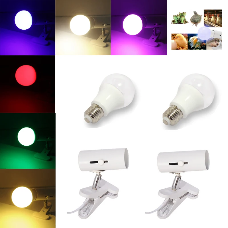 2pcs 7W E27 LED Animal Growing Lamp Bulb Light Kit Color Rabbit Pet Rat ...