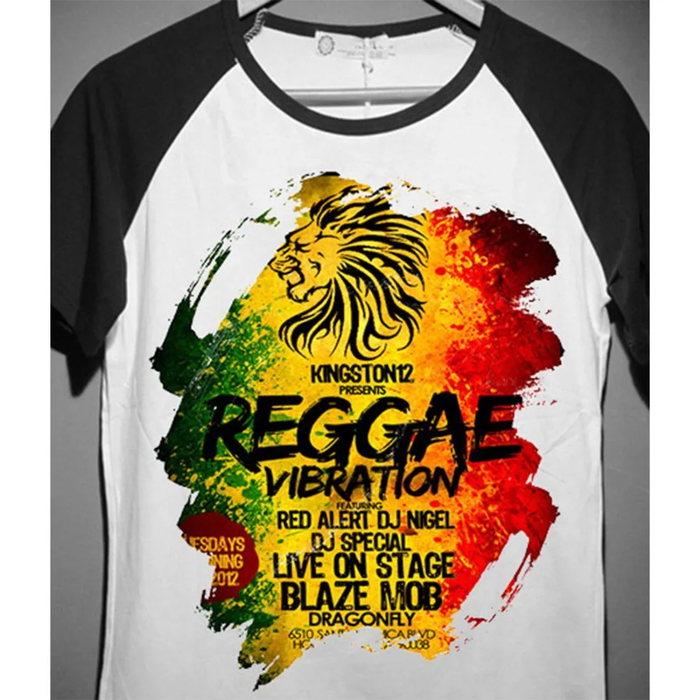 Reggae rasta leão Raglan baseball camisa t do vintage|tee shirt|reggae ...