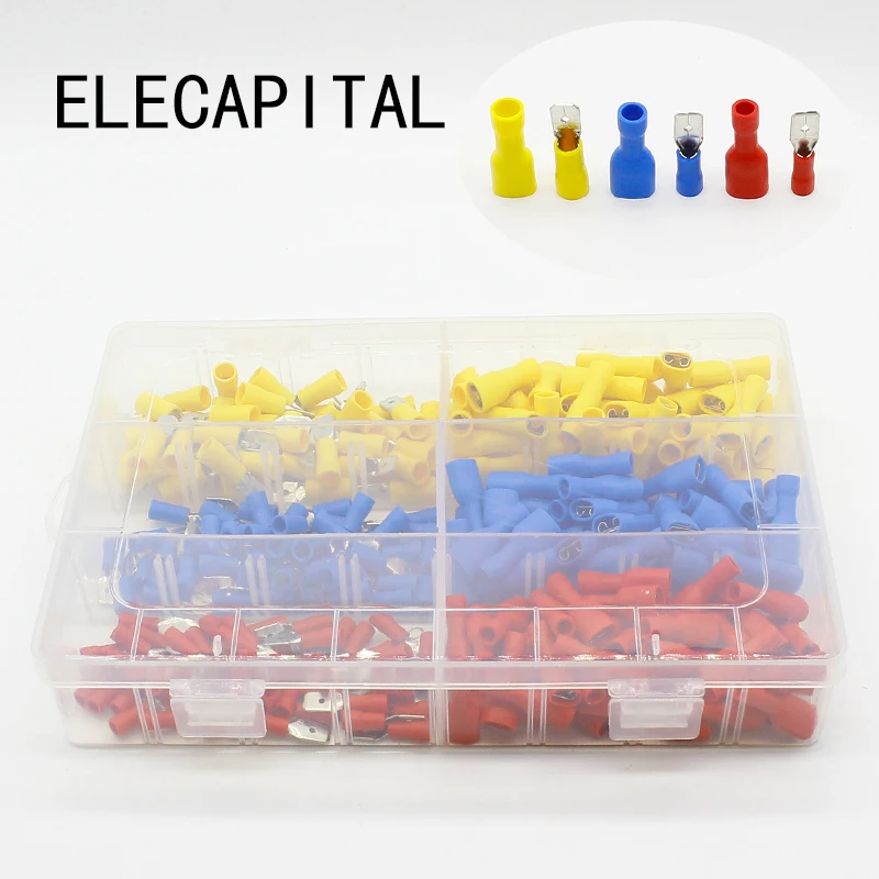 Red Female Spade Crimp Connectors Varied Size Terminals