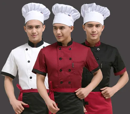 Roupas de chef de cozinha de manga curta, roupas uniformes respiráveis ...