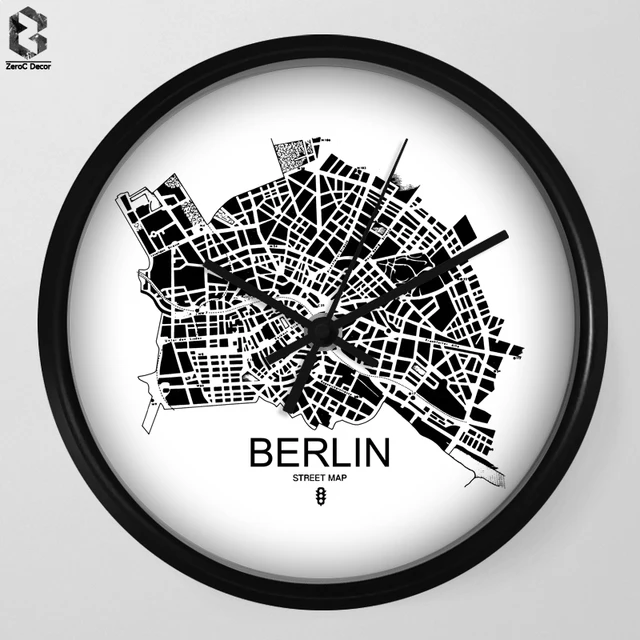 Modern Art Wall Clocks Map of Berlin For Bedroom Wall Decor, Desk ...
