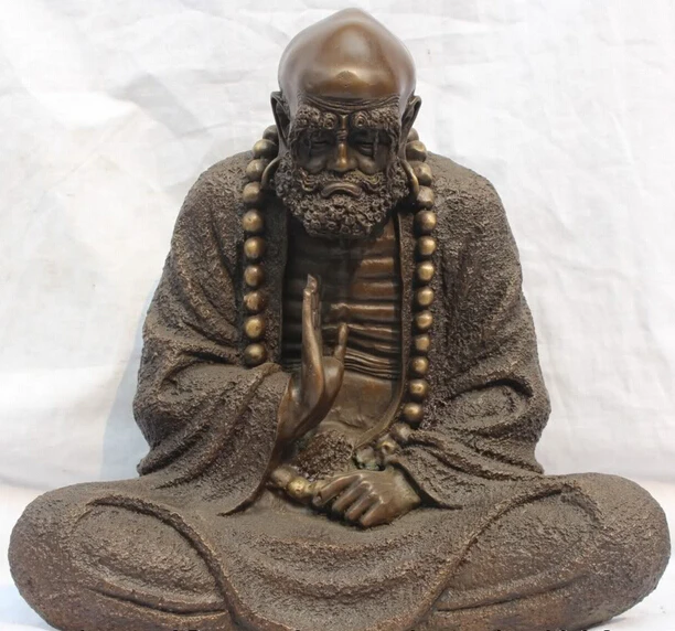 wholesale factory 13" China Chinese Pure Bronze Arhat Seat Damo ...