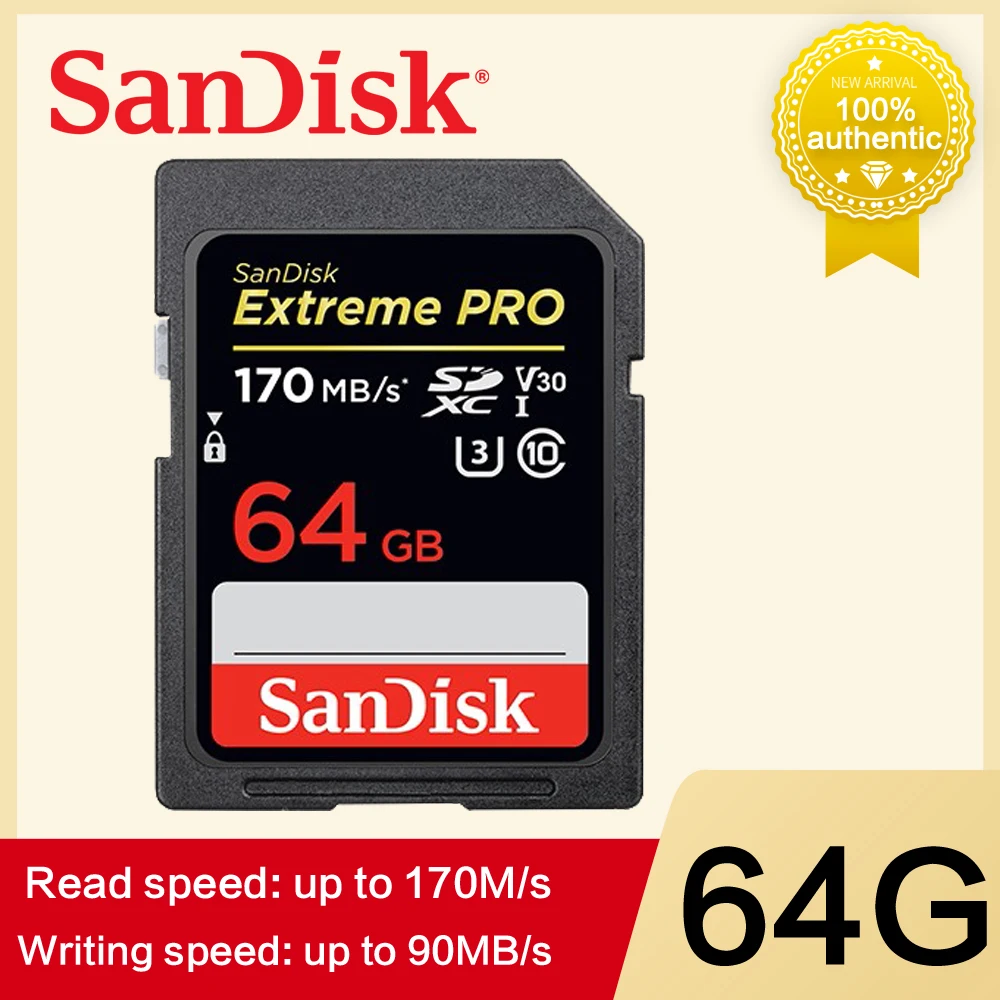 Cartão de memória sandisk extreme pro, cartão sd para câmera, alta velocidade u3, 4k, 64gb ...