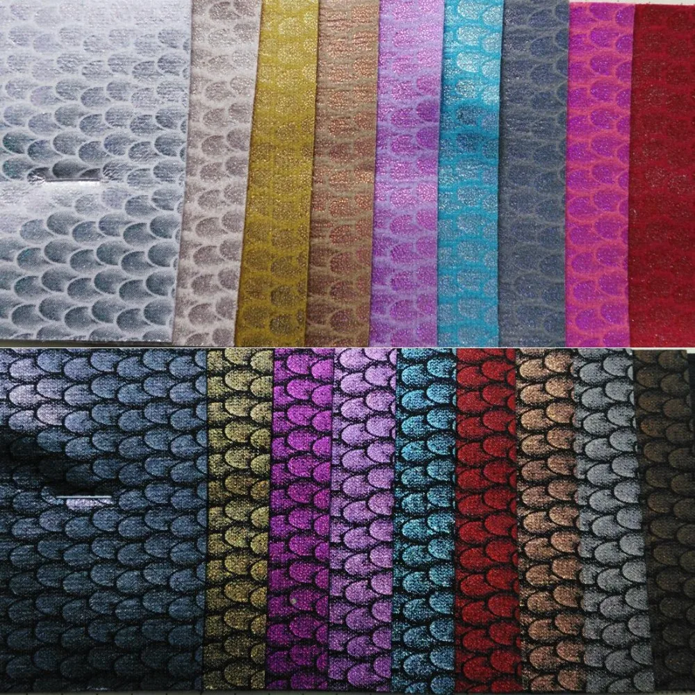 Leather Textured Printed Fish Scales Mermaid Grain PU Leather Soft Faxu ...