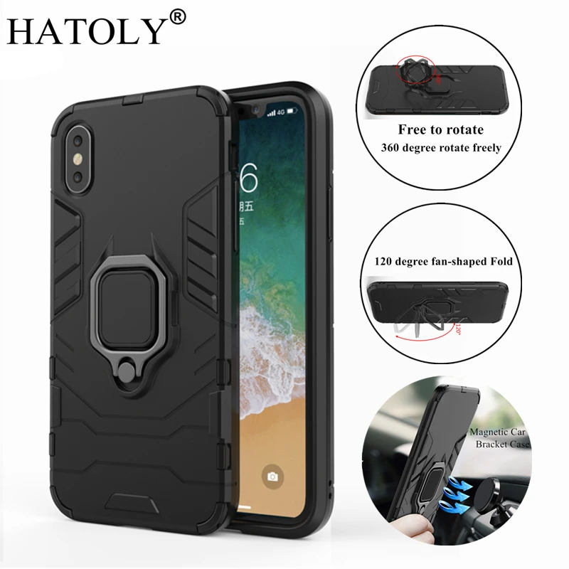 HATOLY For iPhone X Case Cover Magnetic Suction Ring Bracket Cases ...