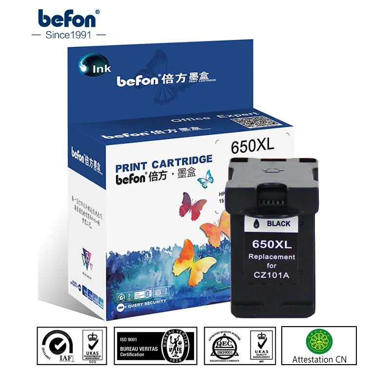 befon Black Color 650XL Ink Cartridge Replacement for HP 650 HP650 XL ...