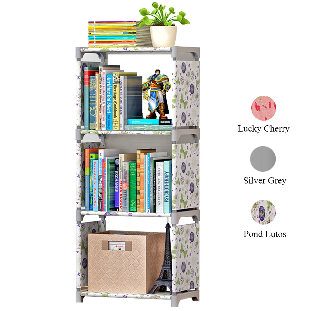 4 Tiers Portable Simple Book Shelf Nonwoven Easy Install Shelves ...