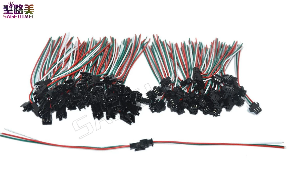 100pairs 2pin 3pin 4pin 5pin led connector Male/female JST SM Plug ...