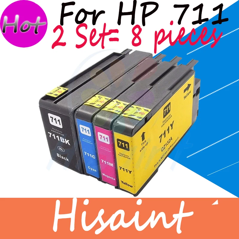 Hot sale 2 Sets For HP 711 Ink Cartridges with chip for HP 711XL HP711 ...