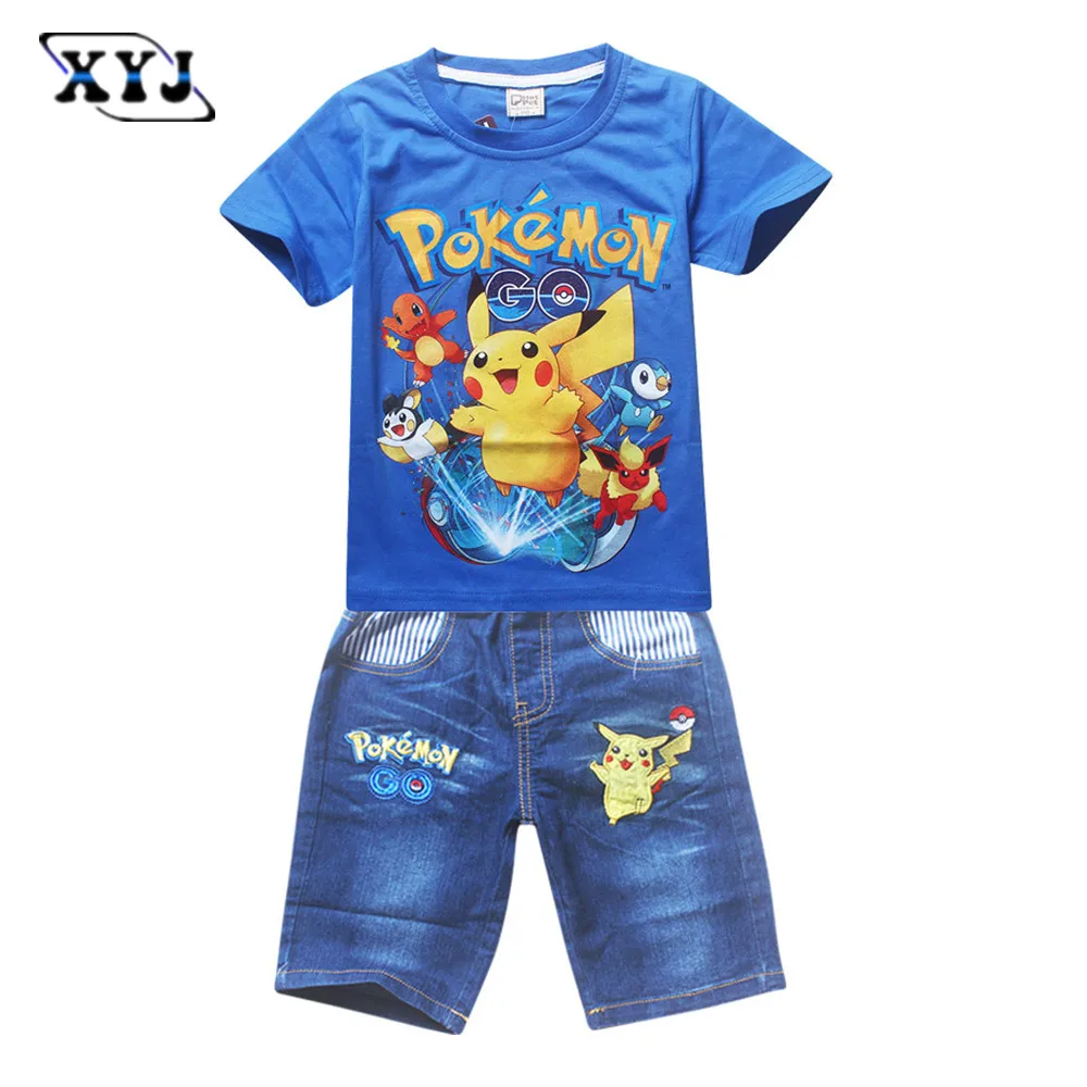 2016 Summer Pokemon Sport Suit Kids Boys Clothing Set Pokemon Shirt ...
