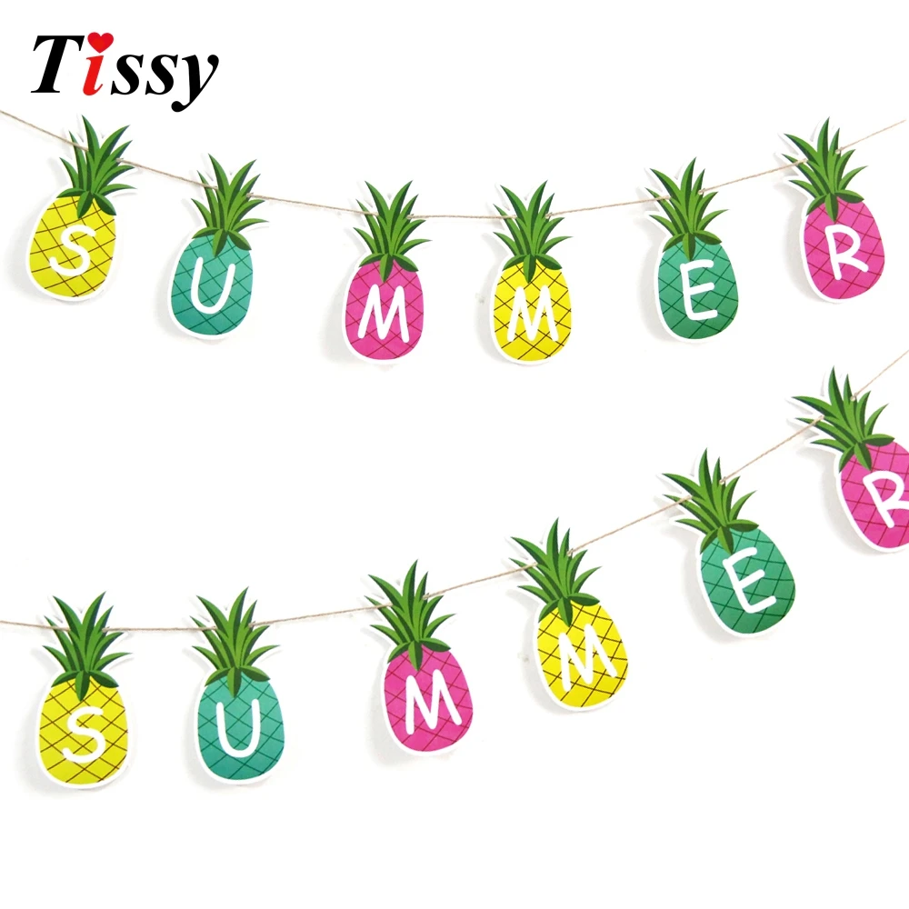1Set Pineapple Garland Summer Fruit Bunting Banners Paper Garlands DIY ...