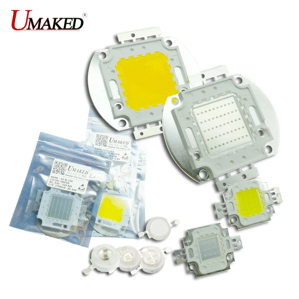 UMAKED High Power LED Chip 45Mil Size 1/3W 5W 10W 20W 30W 50W 100W Bulb ...