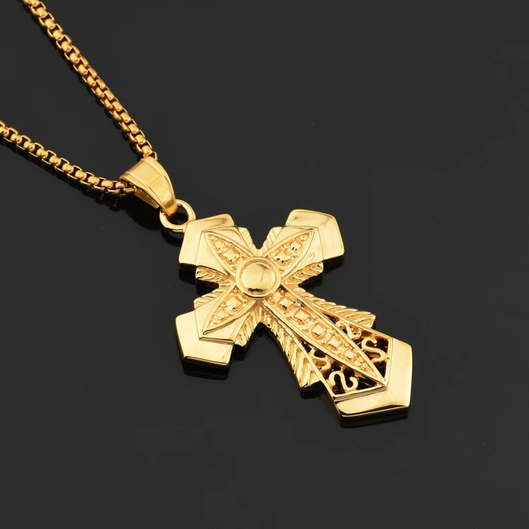 MCSAYS Hip Hop Jewelry Cross Lace Gold/Sliver Color Pendant Box Chain ...