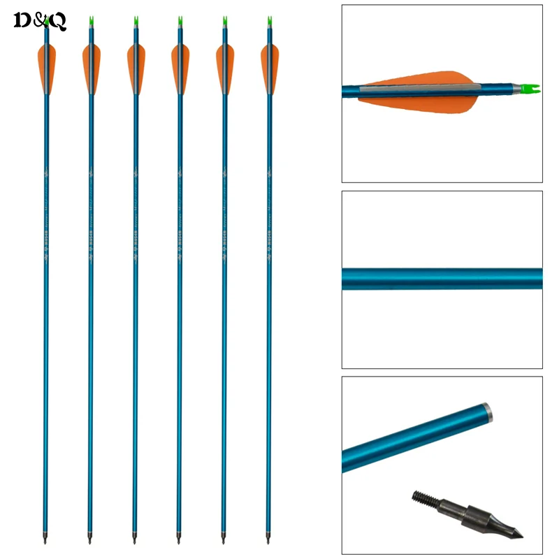 6pcs Archery Aluminum Hunting Arrow Spine 500 for Recurve Compound Bow ...