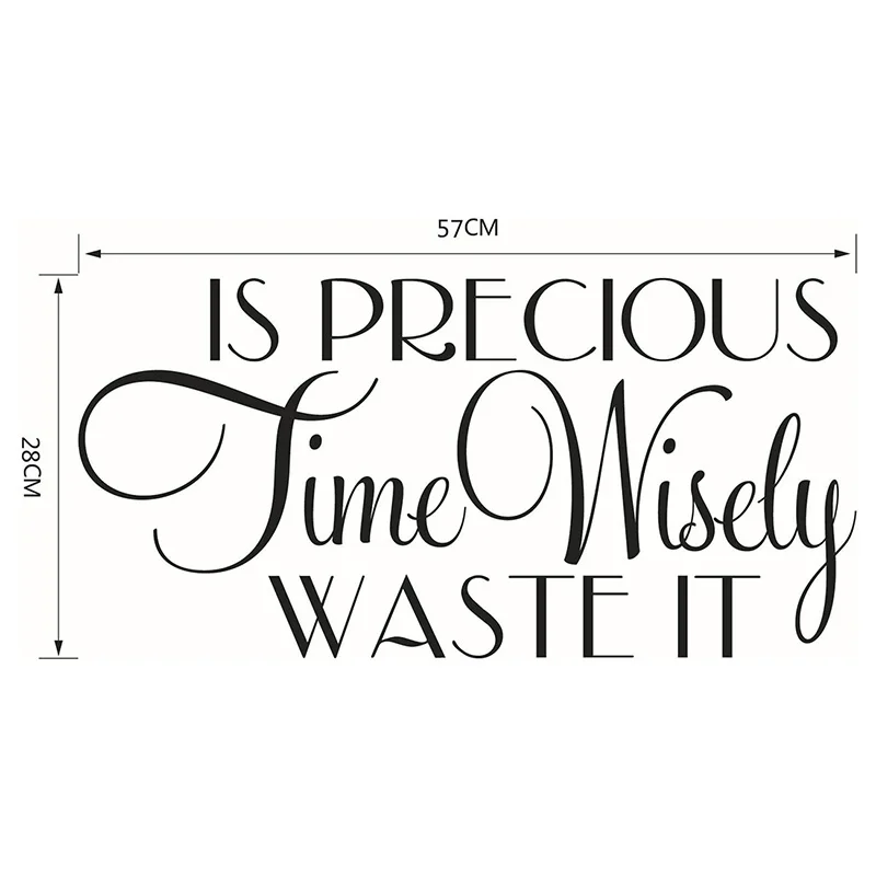Time Is Precious Waste It Wisely Quotes Art Decorative Vinyl Wall ...