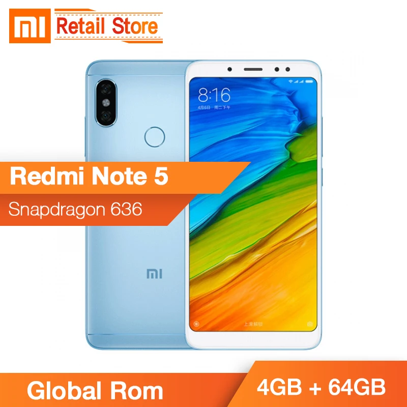 Global rom xiaomi redmi note 5 4gb 64gb snapdragon 636 octa core 5.99 8.1 tela cheia câmera ...