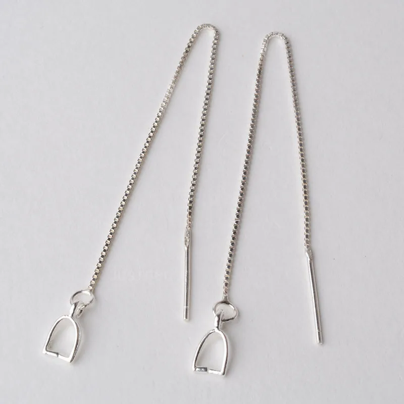 earwire,solid 925 sterling silver ear thread, Box Chain earring wire ...