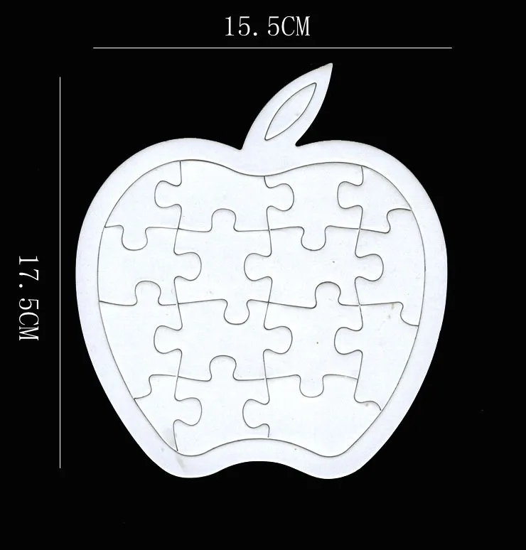 Free shipping DIY Blank Apple Shape Paper jigsaw puzzle plane can be ...