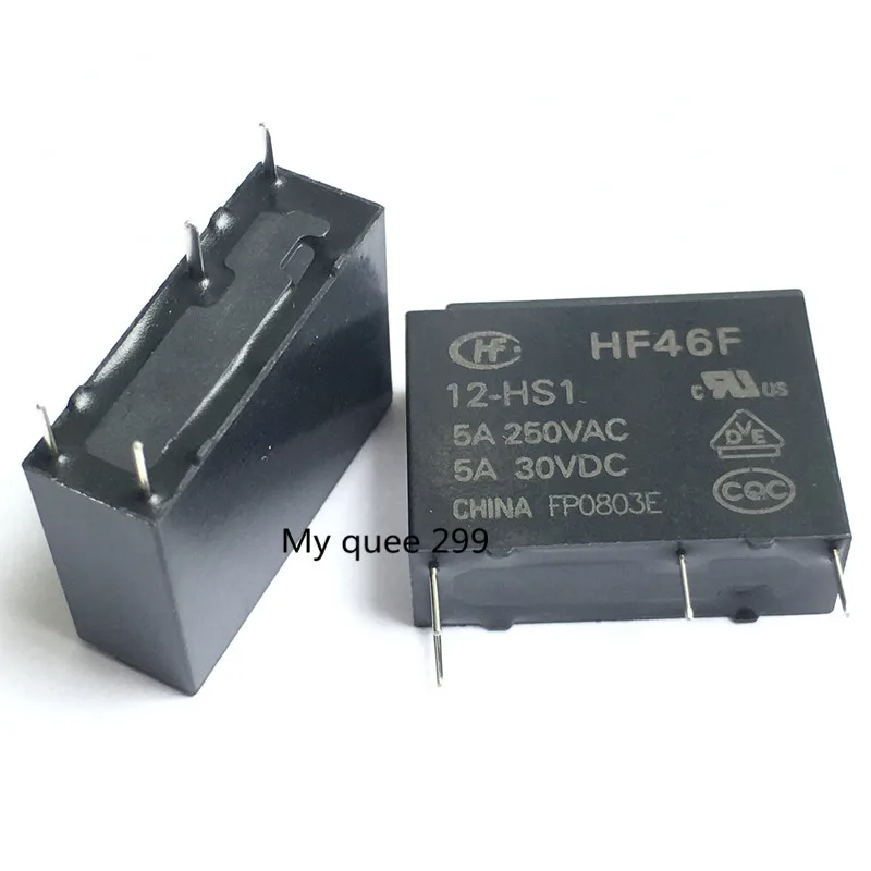 HF 릴레이 5A 4Pin HF46F 12 HS1 전원 릴레이 A 정상 열림 5 12 24 VDC 5A 250VAC 새로운 원본 ...
