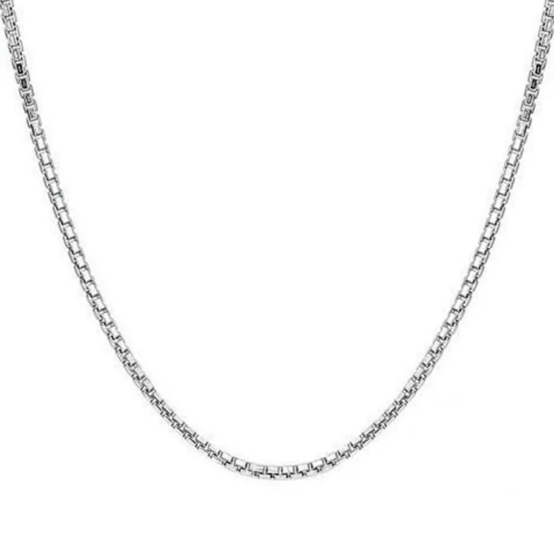 Drop Shipping1.4 MM Box Chain Necklace Pendant Chain 60 cm Long Silver ...