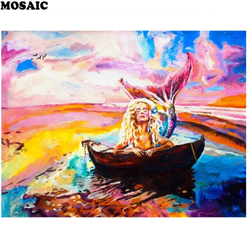 5d Diamond Embroidery Mermaid DIY Full Drill square Diamond Painting ...
