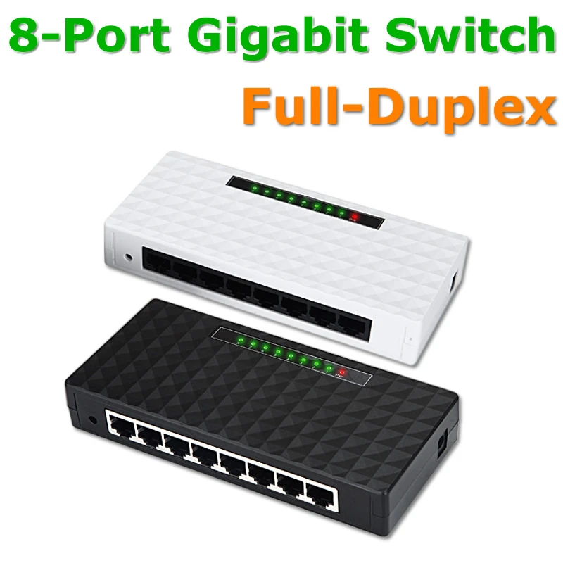 Diewu 8 Port Gigabit Switch HUB LAN 10/100/1000 Mbpsเต็มเพล็กซ์Gigabit ...