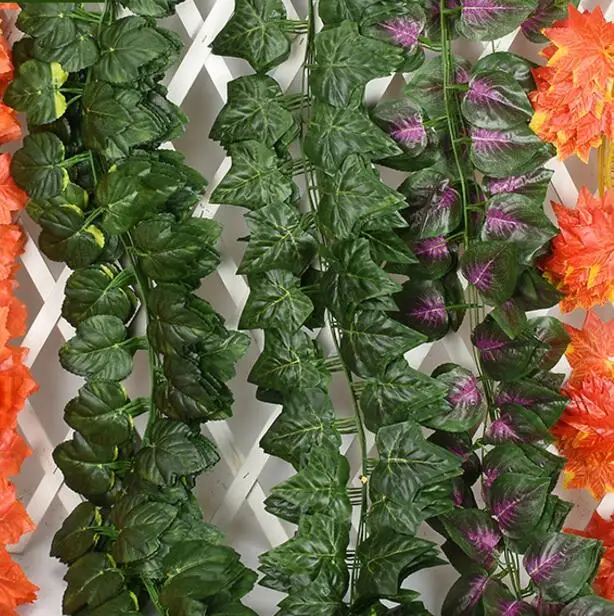 NEW 48Pcs 200cm Length Artificial Flowers Simulation Green Vine Leaf ...