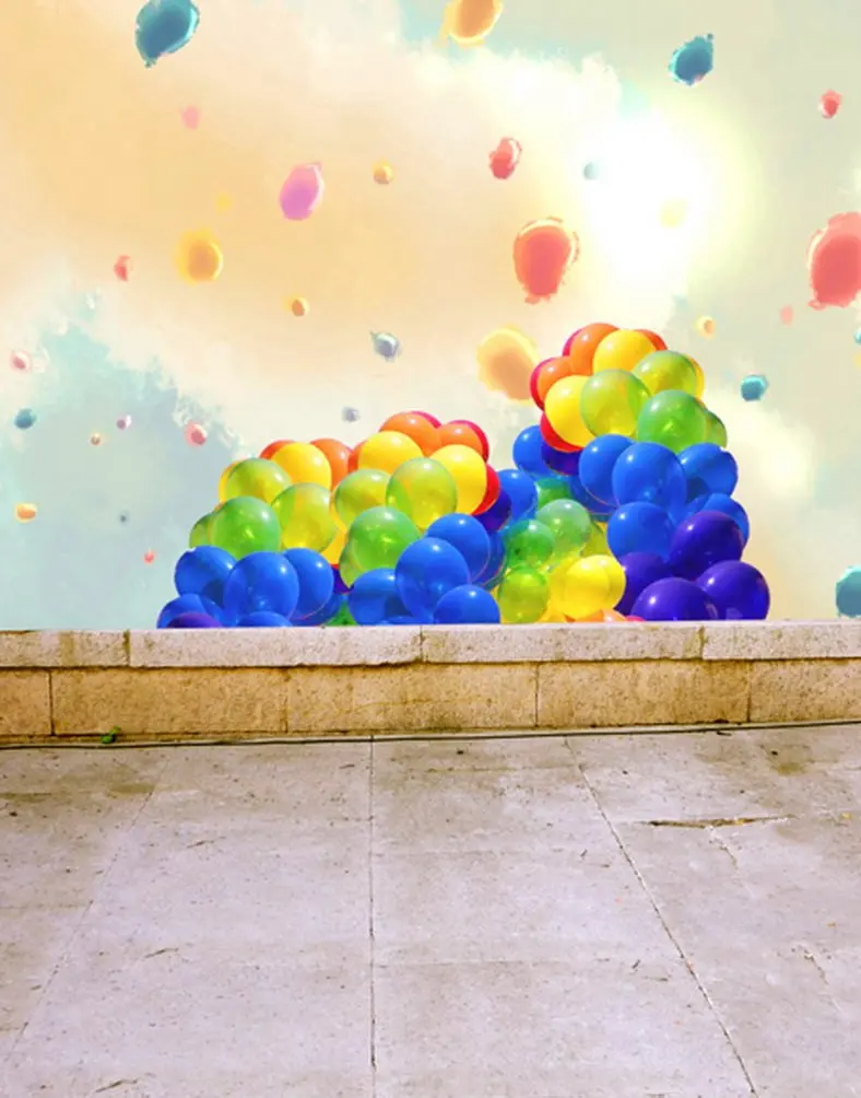 Stone Floor Balloon Photography Backdrops Photo Props Studio Background ...