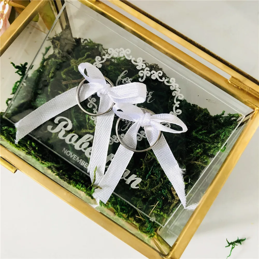 Personalized Glass Box with Acrylic Name Tag Geometric Copper Custom ...