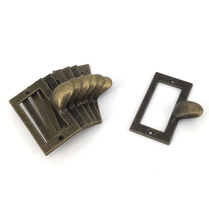 10PCS 58*46MM Antique Style Drawer Label Pull Knobs Name Card Frame ...